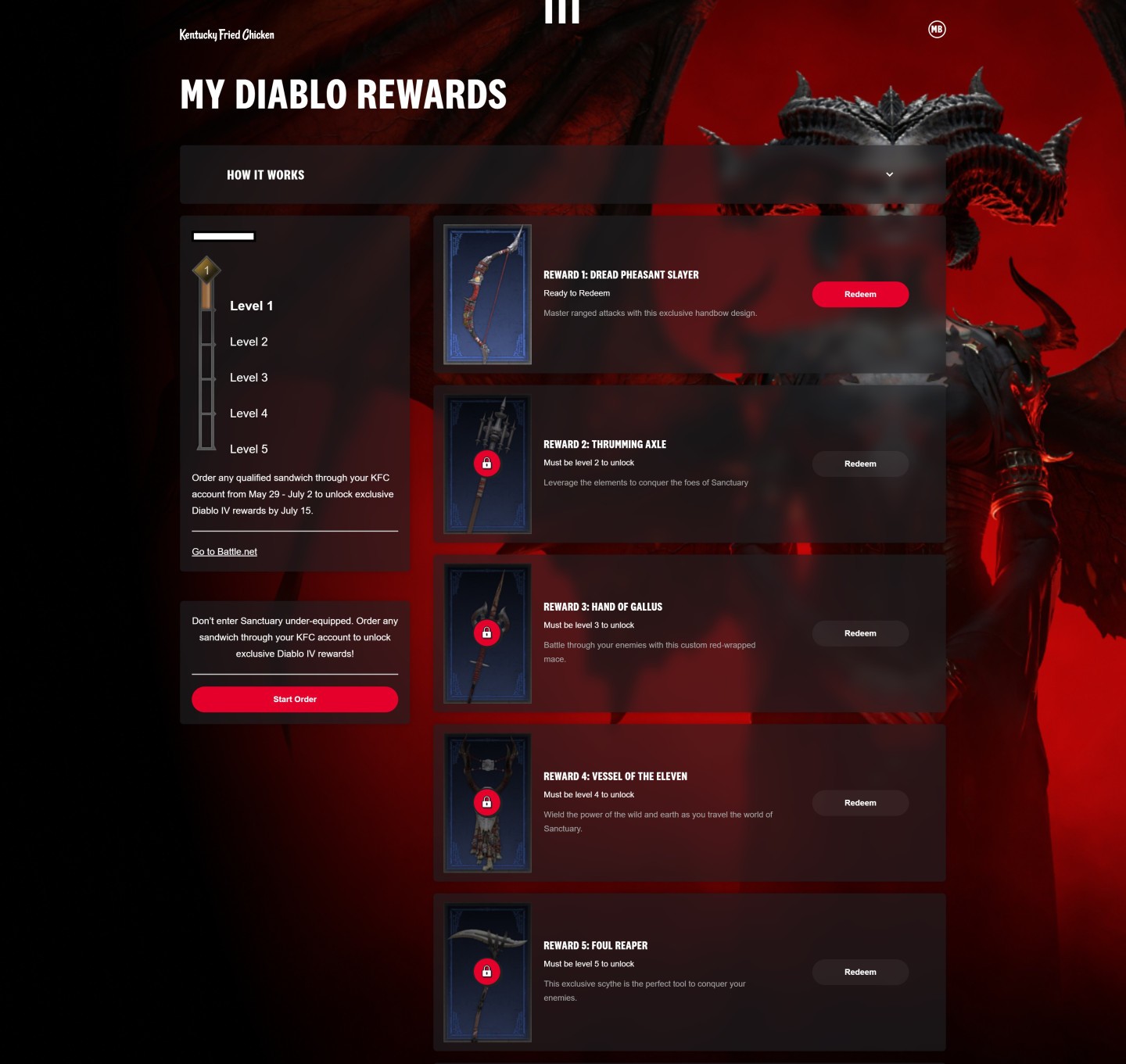 Dodatki do Diablo IV za darmo w ramach promocji KFC w USA